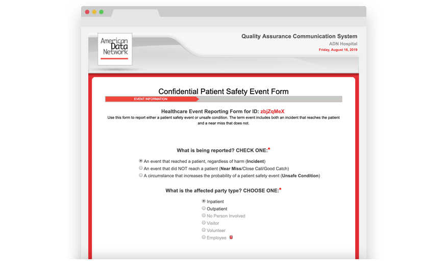Patient Safety Event Reporting Application | American Data Network