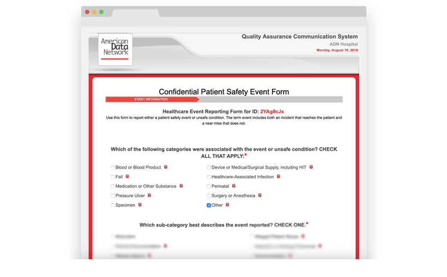 Patient Safety Event Reporting Application | American Data Network