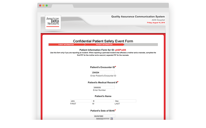 Patient Safety Event Reporting Application | American Data Network