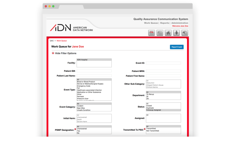 Patient Safety Event Reporting System | American Data Network